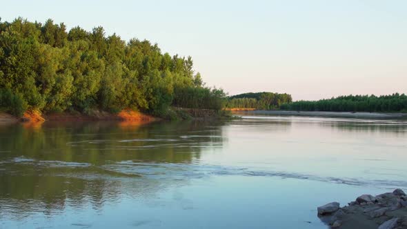 Tranquil Scenery And Ripples Of Water In Siret River In Romania ...