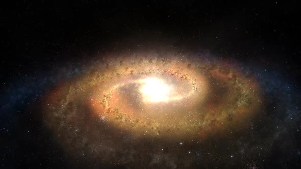 Spectacular view of a glowing galaxy - gravitationally bound system of ...
