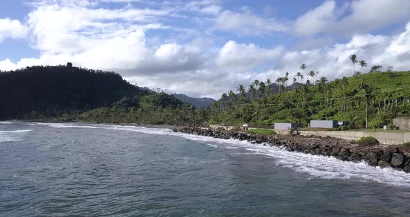 View Of The Wild Coast Of Dominica From The Atlantic Ocean Side, Stock ...