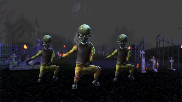 Soldier zombies dancing thriller in a graveyard, Motion Graphics ...