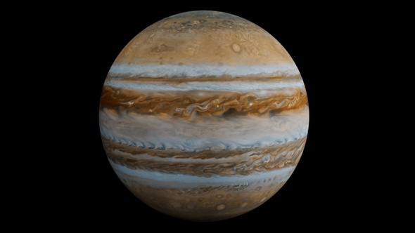Realistic 3d animaton of Planet Jupiter slowly spinning., Motion Graphics