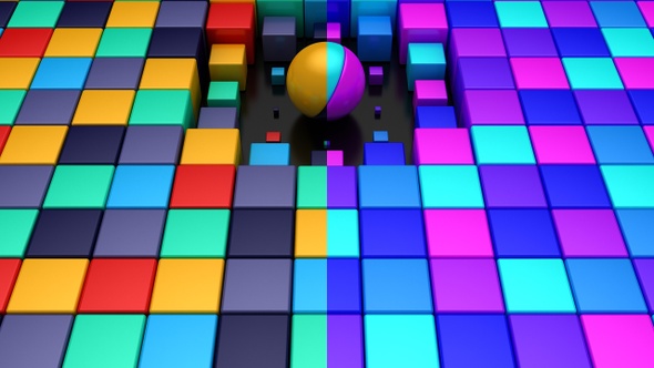 Moving Sphere Changes Cubes, Motion Graphics | VideoHive