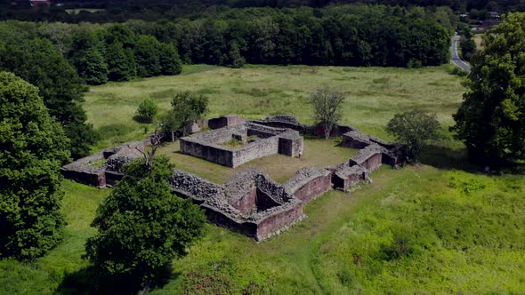 Aerial View Of Gurre Castle Ruins, Denmark, Stock Footage | VideoHive