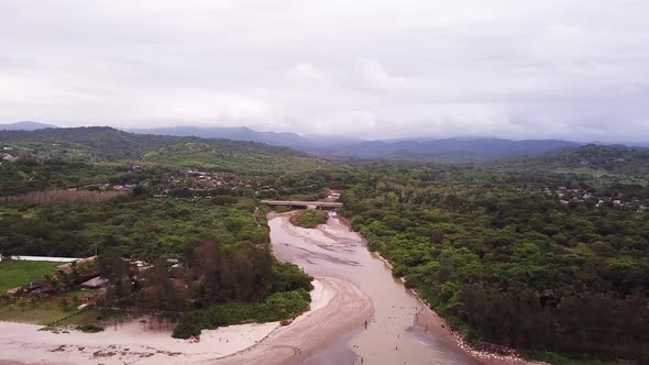 View Of The Olon Beach, Ecuador With Green Trees and Different Houses ...