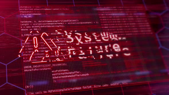 System Failure hacked, warning alert message screen. hacking attack., Motion Graphics