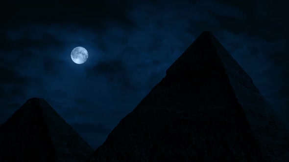 Pyramids Under A Full Moon, Stock Footage | VideoHive