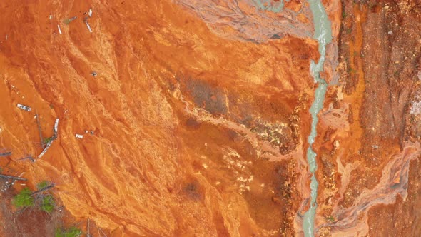 Acid Rivers Pollute the Environment. Aerial View, Stock Footage | VideoHive