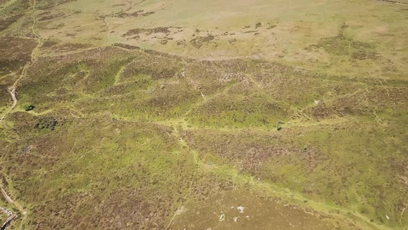 AERIAL flight over sparse moorland with drone, Stock Footage | VideoHive