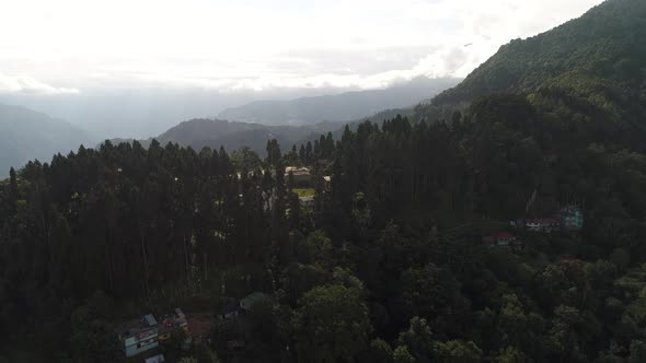 Rumtek Monastery area in Sikkim India seen from the sky, Stock Footage