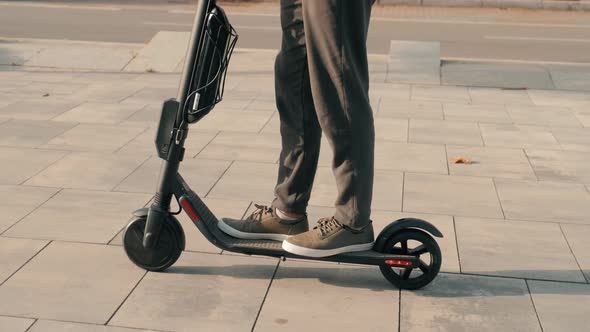 E-scooter Rider, Man Ride Sharing or Rent Personal Eco Transportation ...
