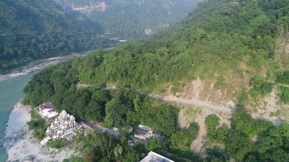 City of Rishikesh state of Uttarakhand in India seen from the sky ...