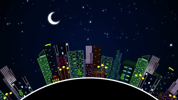 Night City Loop Background, Motion Graphics | VideoHive