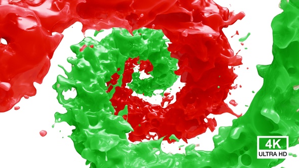 Spinning Twisted Red And Green Paint Splash 4K, Motion Graphics | VideoHive