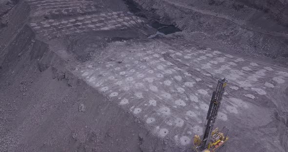 Aerial View of Blasting Holes Coal Mining Area, Open-Pit Mine ...