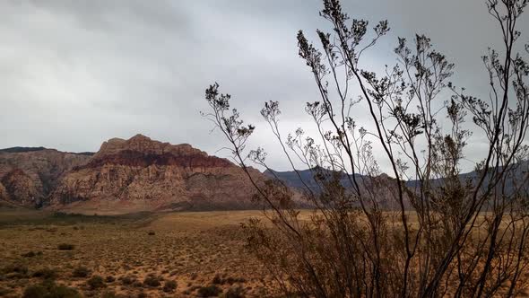 Red Rock canyon overlook and scenic view with a slow reveal right ...