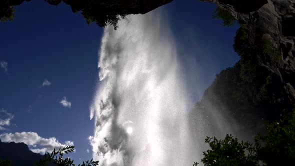 Waterfall in the Andes Mountains of Argentina. Silverish Water Splashes ...