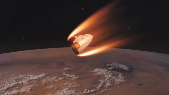 Space Capsule Reentry in Mars Atmosphere, Motion Graphics | VideoHive