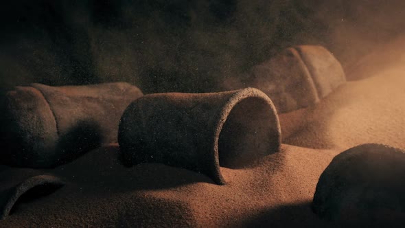 Dusty Cave Opening With Ancient Clay Jars, Stock Footage | VideoHive