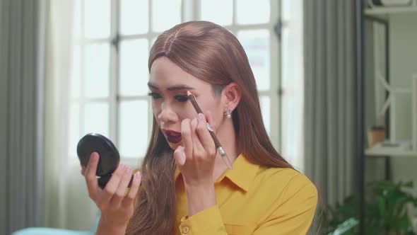 Influencer Transgender Woman Blogger Talks About Makeup. Blogger Talks ...