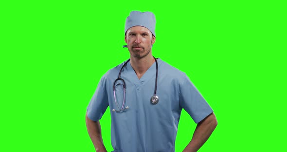 Caucasian male doctor on green screen background, Stock Footage | VideoHive
