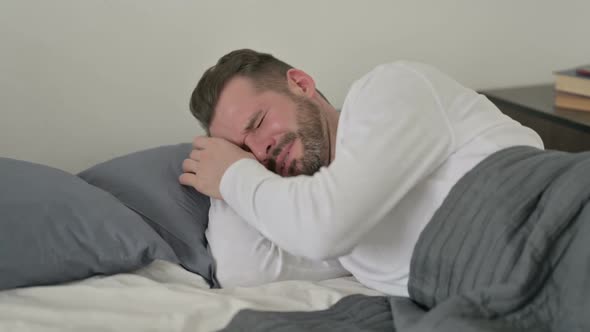 Man Crying While Sleeping in Bed, Stock Footage | VideoHive