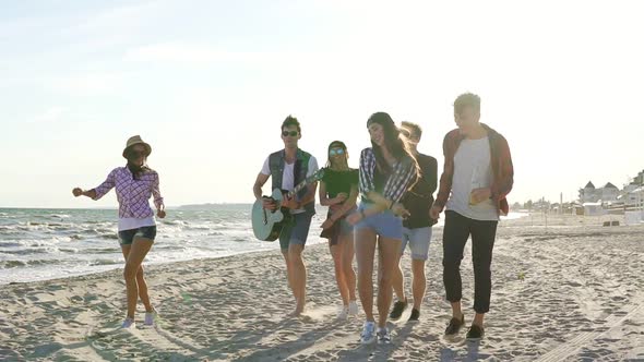 Young Boys and Girls Clapping Dancing Together Playing Guitar and ...