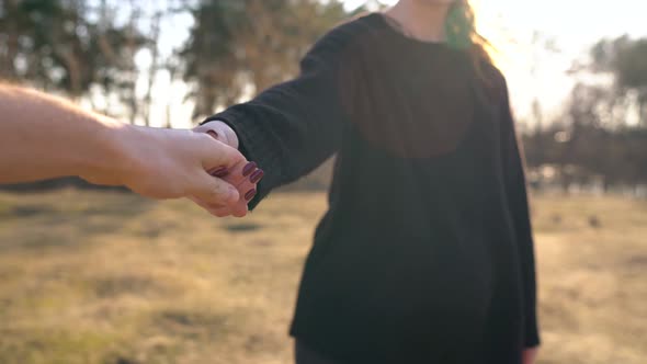 Follow Me Happy Young Woman Pulling Guy's Hand, Stock Footage | VideoHive