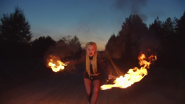 Vampire Threatening with Burning Claws at Night, Stock Footage | VideoHive