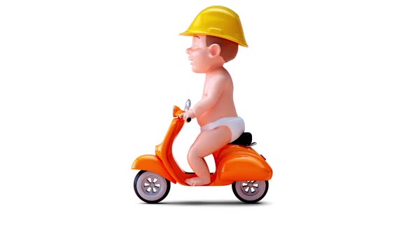 Fun 3D cartoon of a baby on a scooter, Motion Graphics | VideoHive
