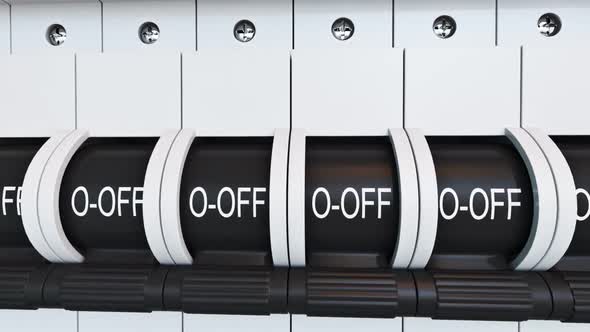 Trip Switch Fuse box. Switches "OFF" position. Electricity Power Fuse ...