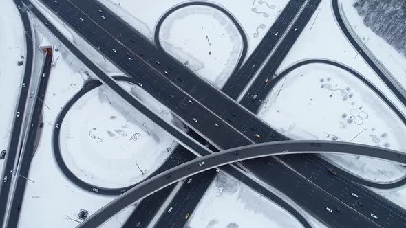 Freeway Intersection Snow-Covered in Winter, Stock Footage | VideoHive