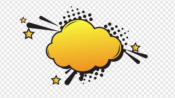 Yellow Comic Burst Bubble Call Out Text Popup Animation, Motion Graphics
