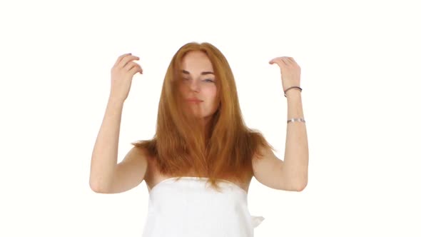 Beautiful Girl Throwing Back Her Hair, Bathroom, Stock Footage | VideoHive