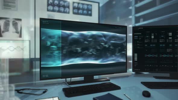 Medical Scanner researching the cell types for scientific biological ...