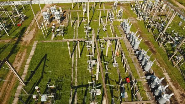 Electrical Substation,power Station. Aerial View, Stock Footage | VideoHive