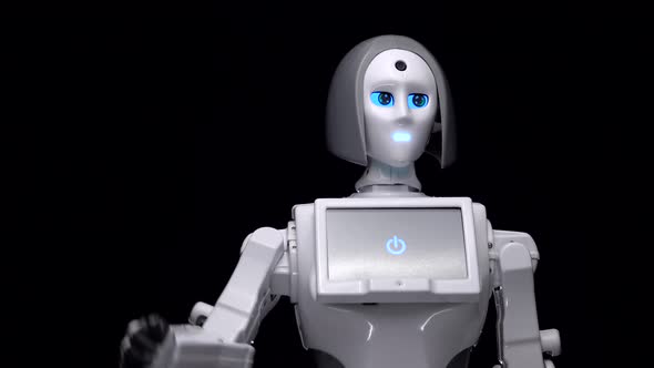 Hand of a Robot Waving Goodbye . Black Background, Stock Footage ...