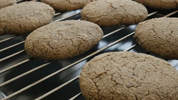 Cracked homemade cookie surface slow tilt 4K 2160p 30fps UltraHD ...