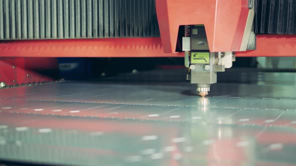 Laser Cutter Is Making Incisions on the Metal Sheet, Stock Footage