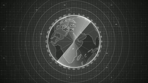 New White Color 3d Spinning Earth Map Radar Hud Animation, Motion Graphics