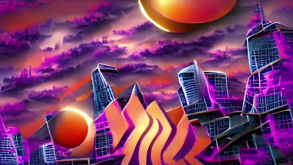Synth City Background Generated Loop, Motion Graphics | VideoHive