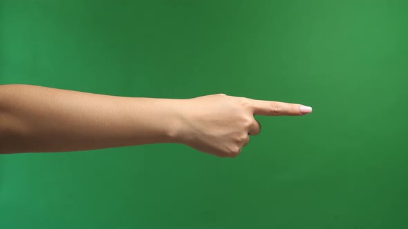 Woman Finger Point Isolated White Green Screen Background, Stock Footage