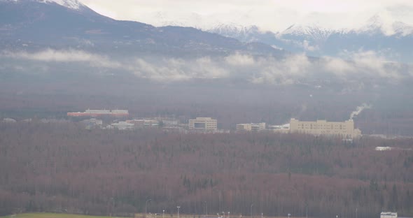 Helicopter aerial closeup shot of top floor in Morongo Casino tower ...