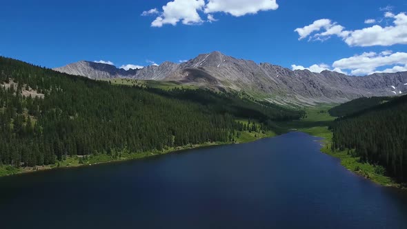 AERIAL: View from high above a Colorado mountain valley next to a ...