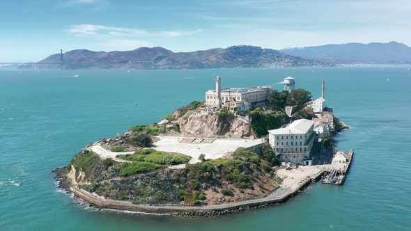 Panoramic Close Up View on Alcatraz Island Aerial Historic Prison ...