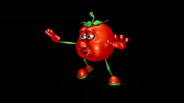 Fun Tomato Looped Dance with Alpha Channel and Shadow, Motion Graphics