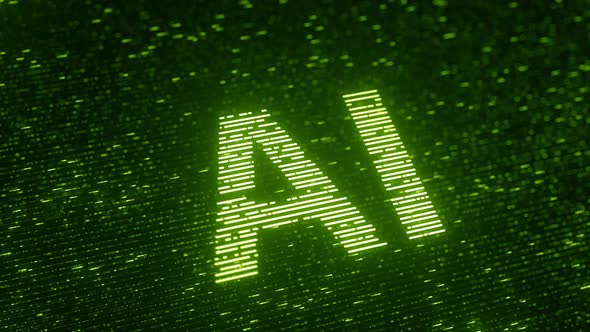Green AI or ARTIFICIAL INTELLIGENCE Text Made with Flying Particles ...