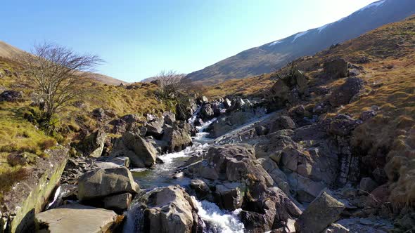 Aerial Shot Of A Scottish Highland Stream, Stock Footage | VideoHive