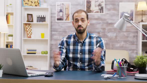 Famous Vlogger Recording a New Episode for His Social Media, Stock Footage