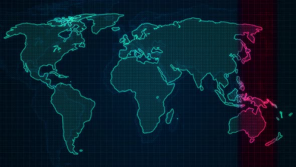 Cyan Color Digital Scanning Earth Animation, Motion Graphics | VideoHive