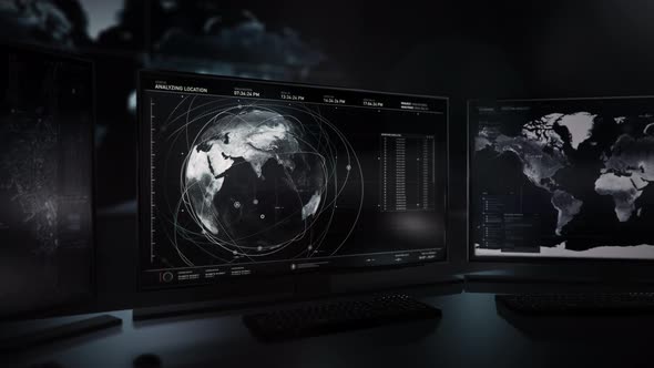 Innovative Satellite Scanner Gathering Information On Earth Globe Map ...